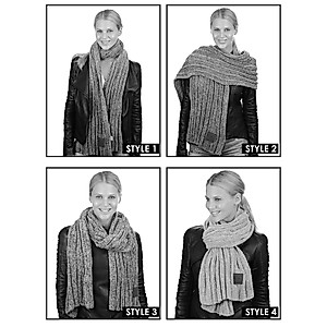 C.C Women's Ultra Soft Chenille Ribbed Thick Warm Knit Shawl Wrap Scarf-Lavender