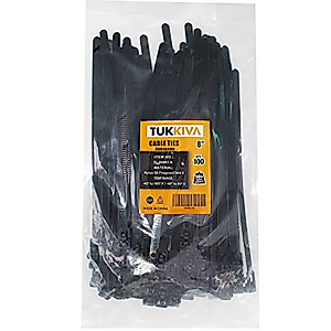 TUKKIVA Black Resuable Zip Ties Heavy Duty 8 Inch 50 Lbs Tensile Strength Releasable Cable Wire Ties 100 Pack