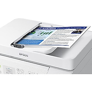 Epson EcoTank ET-4800 Wireless All-in-One Supertank Color Inkjet Printer Office, White - Print Copy Scan Fax - 10.0 ppm, 5760 x 1440 dpi, 8.5" x 14", Voice Activated, 30-Sheet ADF, Ethernet