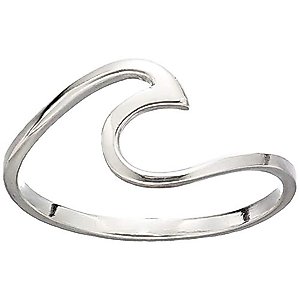 Pura Vida Silver Ocean Wave Ring - .925 Sterling Silver, Summer-Themed Design - Size 5