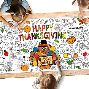 Family Fun Thanksgiving Activity Poster - 31.5 x 72 Inches, Turkey-Themed Thanksgiving Day Party, Versatile Paper Coloring Banner/Table Cover for Fall School Parties and Special Events Decoration