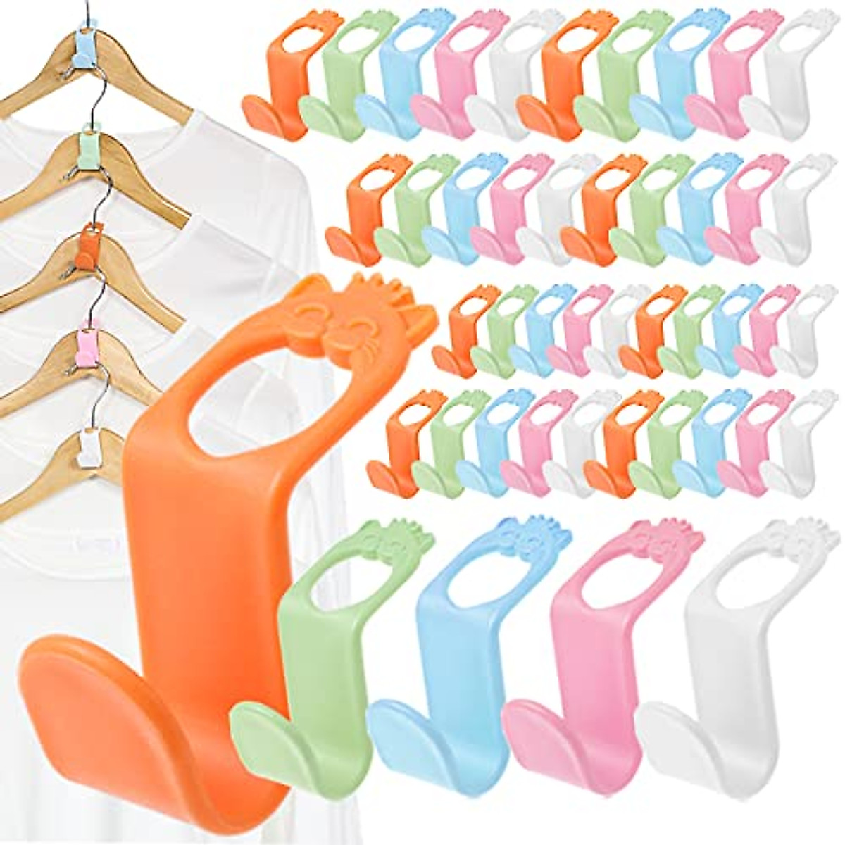 SLMT Clothes Hanger Connector Hooks 50PCS Space Saving Hanger Extender Hooks Closet Organizer for Plastic Hangers Velvet Hangers Wooden Hangers Wire Hangers Heavy Duty Hangers