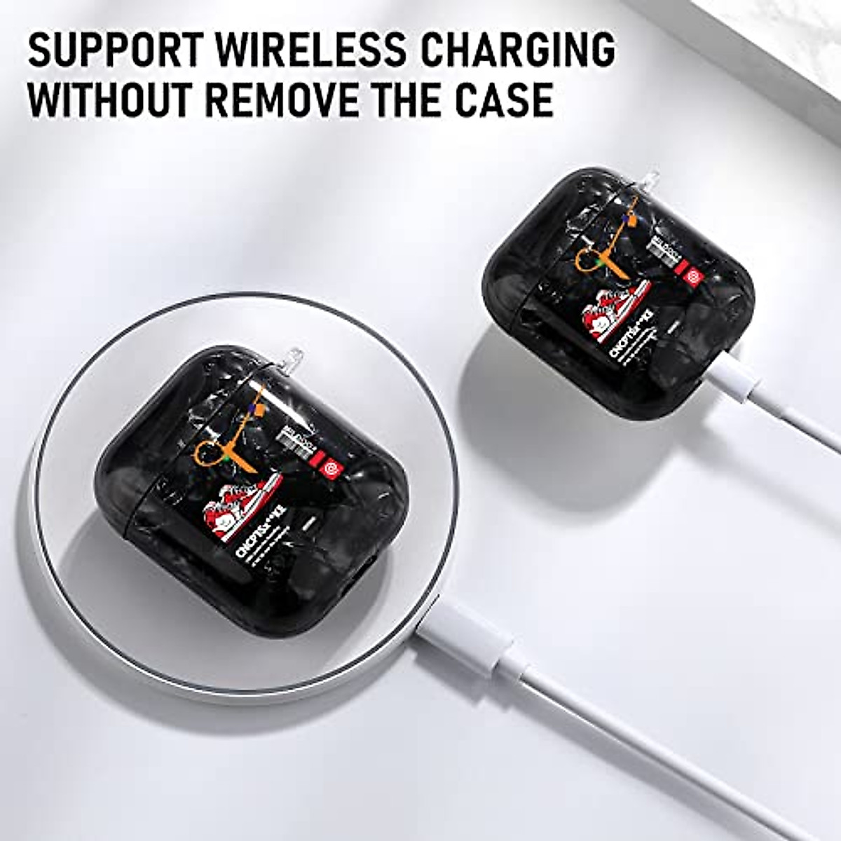 EJMM for Airpods 2nd Generation Case, Special Desinge Hot Off Sport Patten Airpods Case Cover Compatible Airpods 1st and 2nd Generation for Men Women,Black Shell Red Shoes