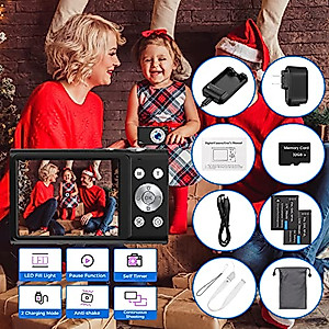 Digital Camera, RUAHETIL Autofocus FHD 2.7K 48MP Vlogging Camera for Kids, 16X Zoom 2 Charging Modes Kids Compact Camera Point and Shoot Camera for Kids Teens Students（Black）