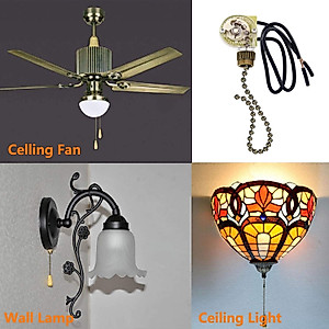 Ceiling Fan Light Switch Zing Ear Pull Chain Switch ZE-109 Fan Light Switch, On-Off Speed with Pull Chain Compatible with Ceiling Light Fans, Lamps and Wall Lights.(Bronze)