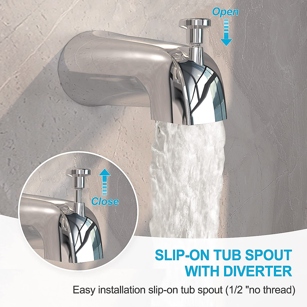 Gabrylly Tub Shower Kit, Tub and Shower Faucet Set with 9-Setting Rain Shower Head and Tub Spout, Single-Handle Tub and Shower Trim Kit, Shower Valve Include,Chrome