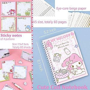 Koiswim Cute School Supplies Kawaii Stationery Gift Set, Including Gel Pens Notebook Pencil Cse Stickers Pins Badge Lanyard Sticky Note Bookmark (M)