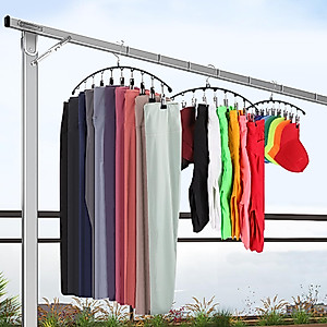Legging Organizer & Pants Hangers for Closet, 4 Pack/40 Clips Metal Pants Hangers with Rubber Coated Clips, Hanging Storage Closet Organizer for Hat/Shorts/Jeans/Yoga Pants/Scarves/Clothes (Black)