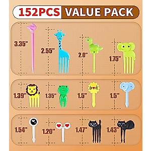 152PCS Food Picks for Kids, SEANSDA Fun Kids Food Picks for Picky Eaters, Cute Animal Fruit Toothpicks, Reusable Toddler Food Pick, Kids Lunch Accessories for Bento Box - BPA Free