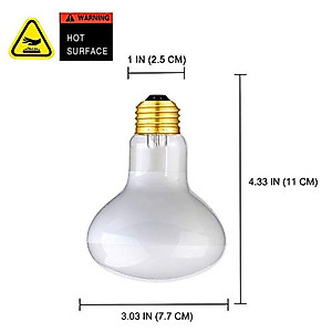 OMAYKEY 50W 2 Pack Basking Spot Heat Lamp Bulb Soft White Glow UVA Glass Cover Heat Lamp/Bulb/Light for Lizard Chameleon Bearded Dragon Snake Aquarium Reptile & Amphibian