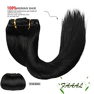 18" Clip in Human Hair Extensions Full Head 150g 7 Pieces 16 Clips Jet Black Double Weft Brazilian Real Remy Hair Extensions Thick Straight Silky (18",150g 1#)