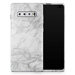 DesignSkinz White Scratched Marble Protective Vinyl Decal Wrap Skin Cover Compatible with The Samsung Galaxy S20 (Screen Trim & Back Glass Skin)