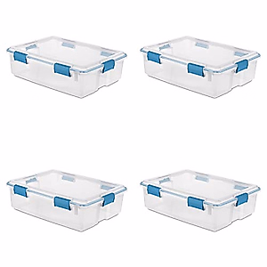 Sterilite 37 Qt. Gasket Box Plastic, Blue Aquarium, 4 Pack