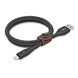 Belkin DuraTek Plus USB Lightning Cable - USB-A Cable with Leather Strap - Ultra-Strong Charging Cable With Flexible Insulation - Compatible with iPhone, iPad, Airpods and More - 6ft/1.8m (Black)