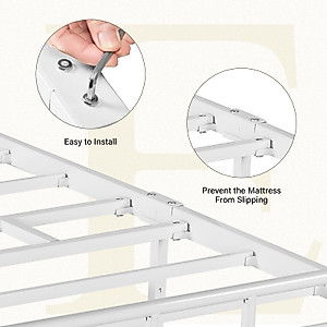 HOMBCK Twin Bed Frame with Headboard & Footboard, Twin Platform Bed Frame with 14 Inch Under-Bed Storage, Heavy Duty Slat Support, No Box Spring Needed, Easy Assembly/White