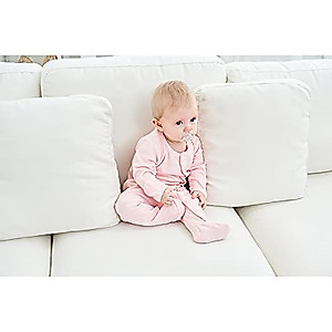 KISBINI Baby Footed Pajamas with Mitten Cuffs Unisex Cotton Snap-up Romper Jumpsuit Sleep and Play 0-12 Months Footies