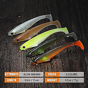 TRUSCEND Power Soft Fishing Lures Pre-Rigged BKK Hook, Japan Formula, Slow Sinking, Swimming, Jerking, Freshwater or Saltwater Swimmer for Bass Trout Pike Fishing Fishing Gifts for Men