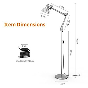LEPOWER Floor Lamp, Swing Arm Floor Standing Lamp, Industrial Floor Lamp with Heavy Metal Base, E26 Lamp Base Floor Light, Modern Standing Reading Lamp for Living Room, Bedroom, Study Room, Office