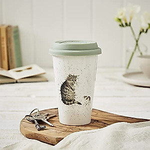 Wrendale WNLU78753-XW Travel Mug (Cat), Porcelain Multi Coloured, 16.5 x 16.5 x 15 cm