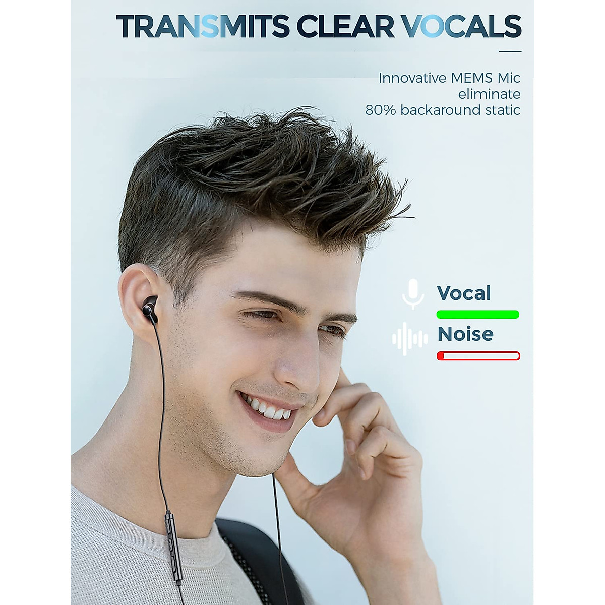 Linklike Wired Earbuds with Microphone Extra Bass Quad Dynamic Drivers Hi-Res Earbuds Wired Noise Isolating Lightweight Earphones with Volume Control 3.5mm Jack in-Ear Headphones(Midnight Green)