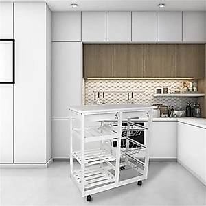 N/A 4 Tier Storage Trolley Cart Kitchen Organizer Bathroom Movable Storage Shelf Wheels Household Stand Holder (Color : White, Size : 1pcs)
