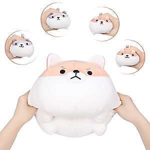 Shiba Inu Plush, 5 PCS Shiba Inu Stuffed Animal Family, 15.8" Corgi Plushie Cute Soft Plush Pillow Toy Anime Kawaii Plush Soft Corgi Pillow,Dog Mommy with 4 Puppies Plush Toy Gifts for Boys Girls