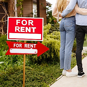 Barydat 12 Pcs for Rent Yard Signs with Stakes Double Sided for Rent Arrow Signs with Stand 17 x 6 Inches for Rent Sign This Way Arrow Yard Signs Plastic Garage Sale Sign Outdoor