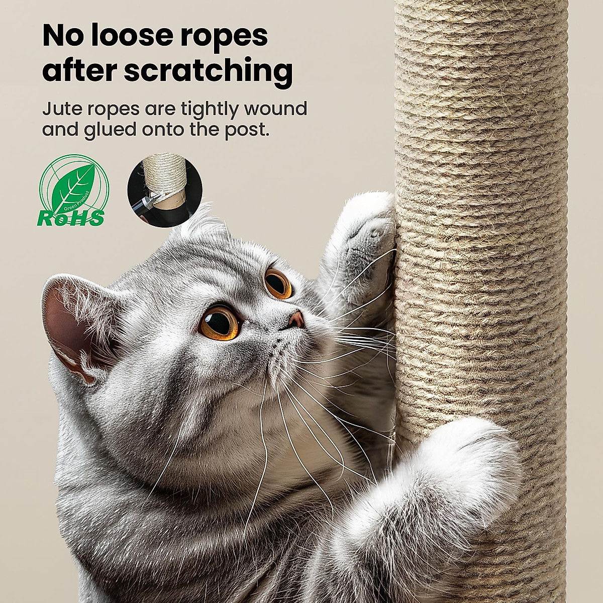 SVD.PET Cat Scratching Post Replacement, 17” x 2.95” Jute Rope Cat Tree Replacement Post, Refill Scratcher Posts with M8 Screws for Indoor Cat Tree, Cat Tower and DIY Cat Scratcher (2PCS)
