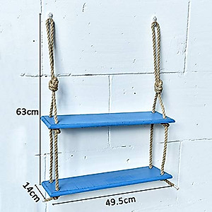 PIBM Stylish Simplicity Shelf Wall Mounted Floating Rack Shelves Wooden Store Display 1 Layer/ 2 Layers / 3 Layers / 4 Layers,4 Colors, Blue , 49.5X14X63cm