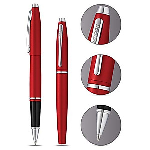 Cross Calais Refillable Gel Ink Rollerball Pen, Medium Rollerball, Includes Premium Gift Box - Matte Metallic Crimson