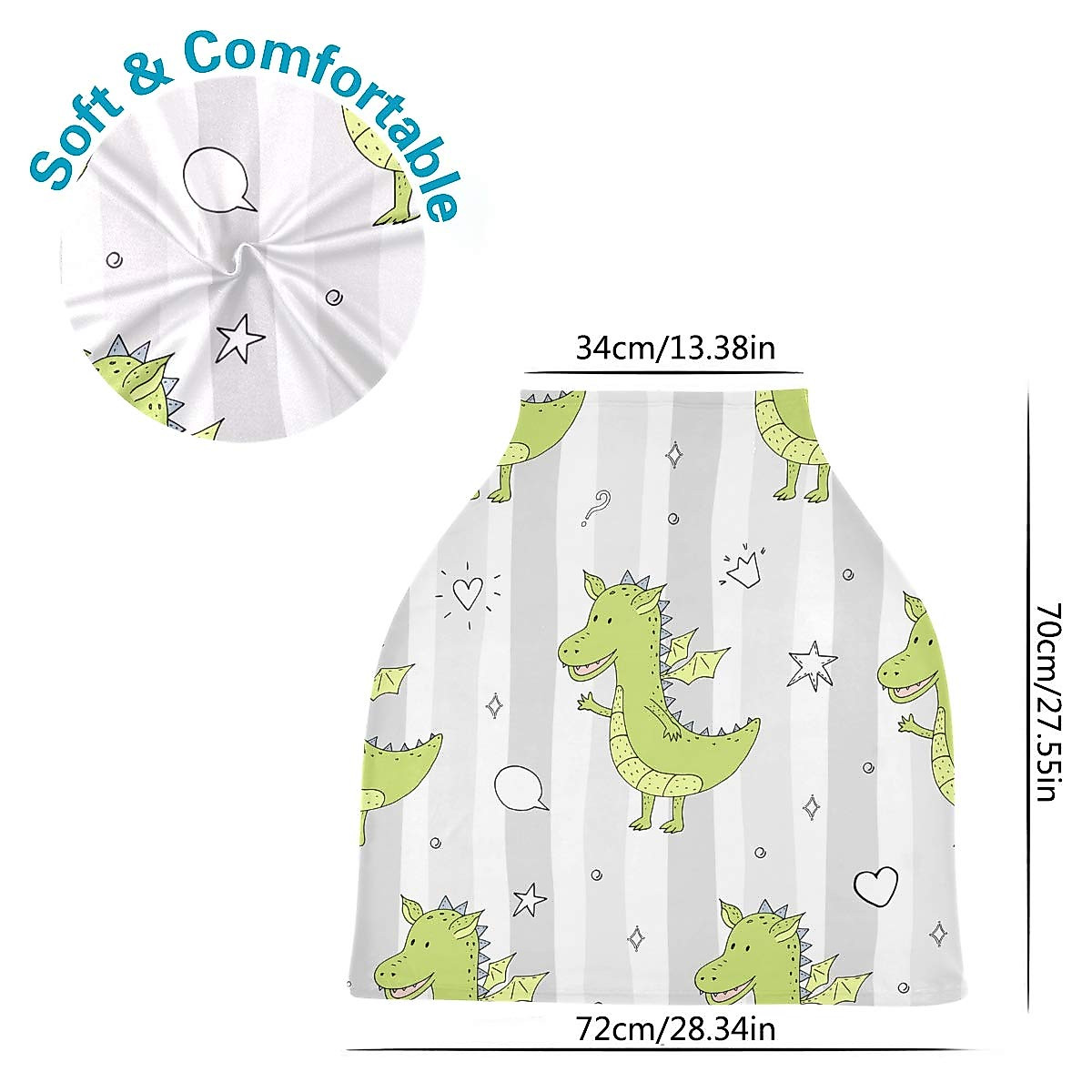 Nursing Cover Breastfeeding Scarf Funny Dragons- Baby Car Seat Covers, Stroller Cover, Carseat Canopy (d)