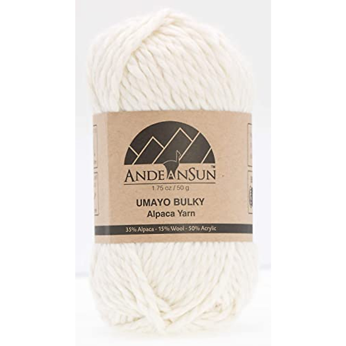 (3 Small Gorgeous Skeins) Alpaca Yarn Blend Umayo [165 Yards Total] Ivory, 5 Bulky