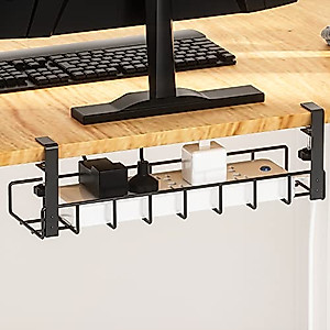 Under Desk Cable Management Tray 1 Pack, Xpatee Upgraded Wire Management No Drill, Cable Tray with Clamp for Desk Wire Management, Computer Cable Rack for Office, Home - No Damage to Desk