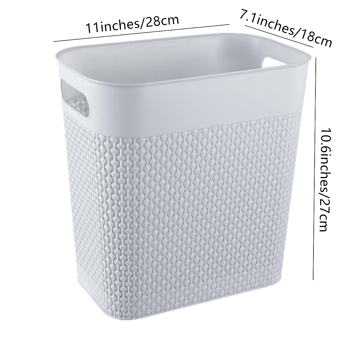 QPB Trash Can Plastic Trash Can Wastebaskets Garbage Bin Recycling Bin Slim Garbage Can Trash Bin with Handles for Narrow Space Bathroom Bedroom Laundry Home Kitchen Office (Large, Grey)