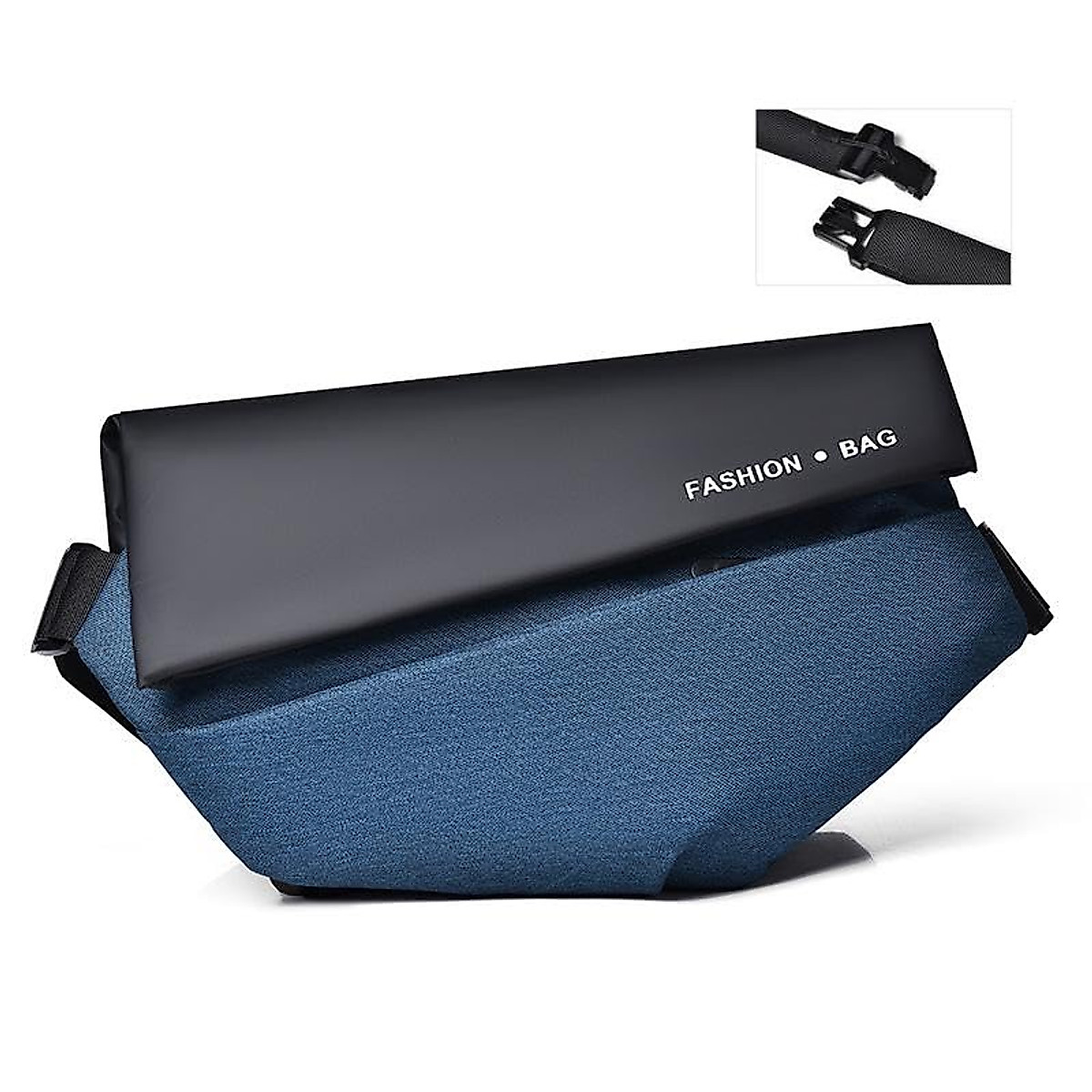 Trendy Montage Crossbody Bags for wen women, Upgrade Buckle Hiking Daypack, Waterproof Sling Chest Bag Backpack (Black and Blue)