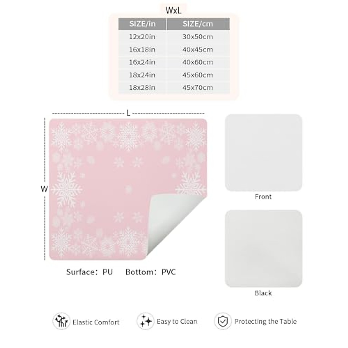 LaBLUUX Coffee Mat for Counter, Christmas Winter Snowflake Pink Absorbent Hide Stain Coffee Bar Mat, Non-Slip Coffee Bar Accessories Kitchen Drying Mat Fit Under Coffee Maker Espresso Machine