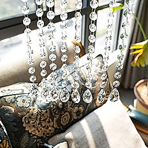 1ft 10pcs Teardrop Crystals Garland,Crystal Teardrop Chandelier Replacement,Hanging Glass Crystals for Chandelier,Wedding Decor,Crystal Christmas Tree Decorations(Clear)