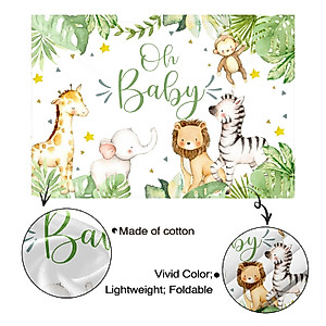 Mocsicka Jungle Safari Boy Baby Shower Backdrop Wild Animals Safari Party Decorations Oh Baby Jungle Theme Tropical Green Leaves Baby Shower Banner Supplies