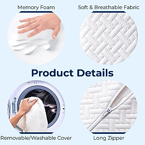 5 STARS UNITED Knee Pillow for Back Sleeping – Memory Foam Cushion for Sciatica Pain Relief – Under Leg Support for Sleeping on Back – Half Moon Bolster for Bed, White