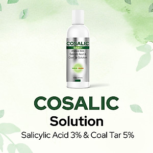 Cosalic Coal Tar and Salicylic Acid Solution/with Salicylic Acid for Dry Scalp Itch Relief Dandruff Free Shampoo/for Psoriasis & Seborrheic Dermatitis - Instant Result - 6.76 Fl Oz (Pack of 1)