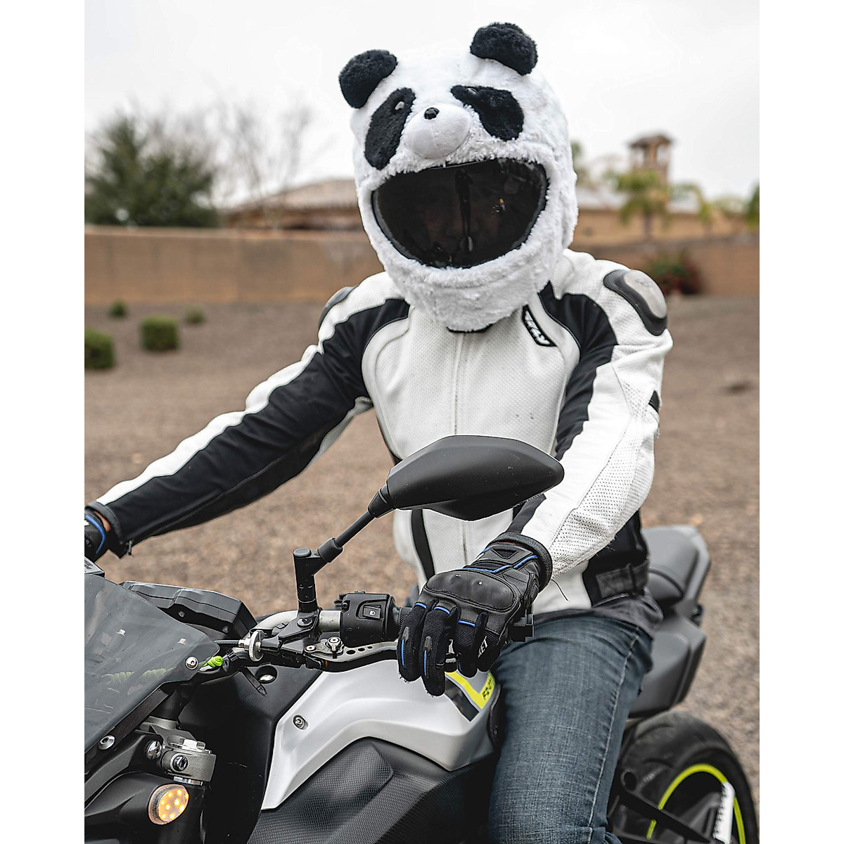 Panda Motorcycle Helmet Cover Sleeve, Funny Animal Full Face for Adults by Carbon Moto Gear D.I.L.L.I.G.A.F. Line