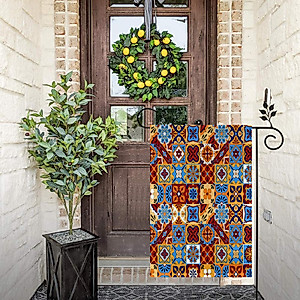 Double-sided garden flag Mexican Talavera Ceramic Tile Pattern Outdoor Flag Garden Flag Yard Outdoor Decoration （12×18in）.