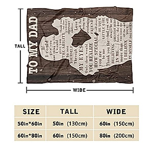 to My Dad Blanket Father Birthday Present for Daddy Husband Men Healing Throw from Daughter Printed Convenient Soft Couch 60"x80"
