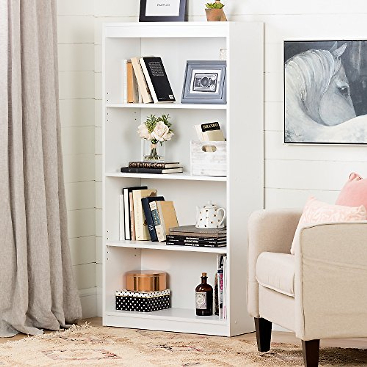 South Shore Axess 4-Shelf Bookcase, Pure White