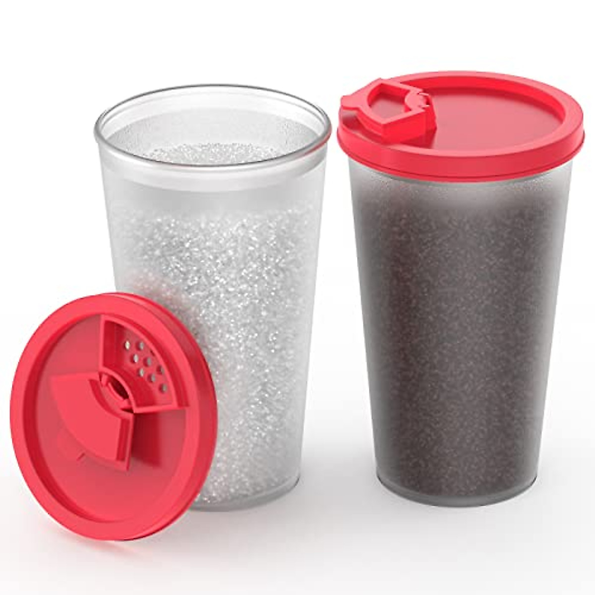 Salt and Pepper Shakers Set of 2 Moisture Proof 6.7oz Plastic Salt Shaker With Lid for Camping Picnic Outdoors Kitchen Clear Airtight Spice Jar 2 Pack - Large