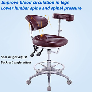 GUNEL Deluxe Leather Dental Chair with Adjustable Armrests Medical Doctor's Chair Lift Swivel Chair Physician Nurse Assistant Chair for Hospital Clinic Lab Office