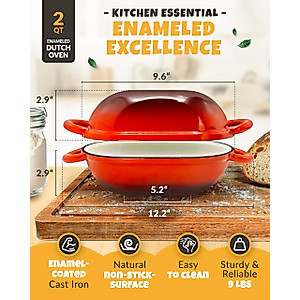 CRUSTLOVE Loaf Pan for Bread Baking - incl. Sourdough Bread Baking Supplies like Banneton Bread Proofing Basket - 2QT Enameled Oval Cast Iron Dutch Oven Bread Oven Bread Banking Scoring Tool Lame