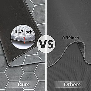 Gray Kitchen Mats for Floor,PVC Cushioned Anti-Fatigue Comfort Mat,2 Piece 0.47in Super Thick Kitchen Rugs【59In】 for Kitchen Sink Office Laundry Room