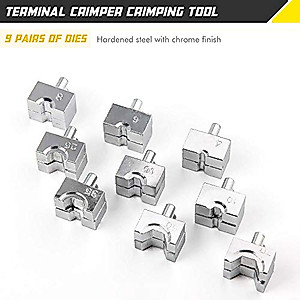 10 Ton Hydraulic Hand Crimper Tool Set for Stainless Steel Cable Railing Fittings, Crimps 1/8" to 3/16", Cable Crimping Tool ​with 9 Pairs of Dies