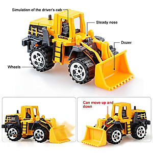Gimilife Play Vehicles, 6 Set Toy Construction Vehicles, Assorted Trucks Mini Car Toy, Friction Powered Push & Play Engineering Vehicles for Age 3 Years and Up Boys and Girls as Gift
